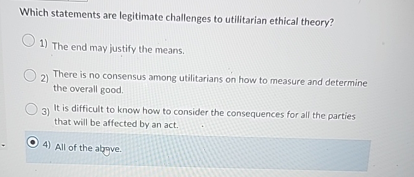 Solved Which statements are legitimate challenges to | Chegg.com