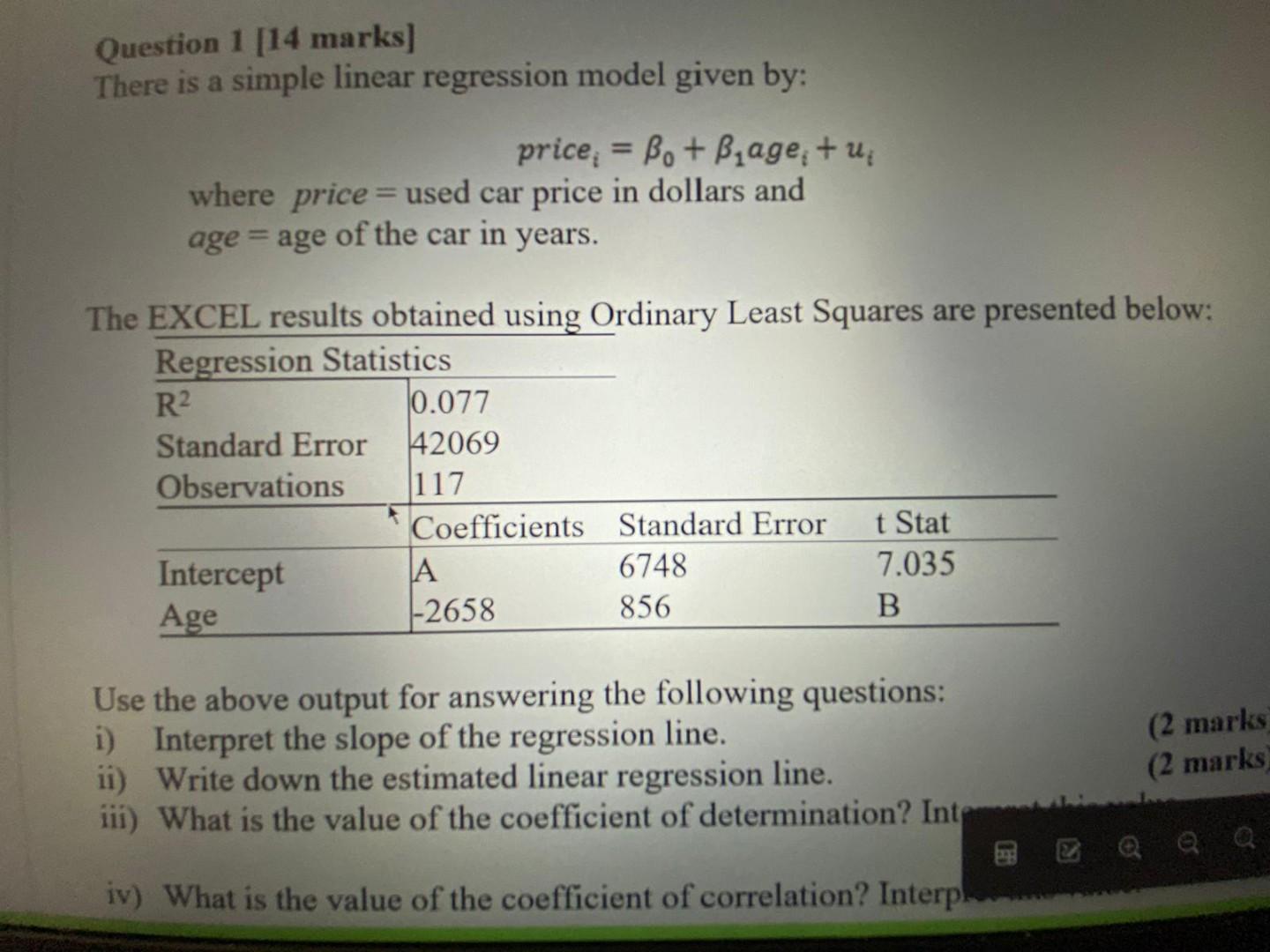 Solved Question 1 [14 marks] There is a simple linear | Chegg.com