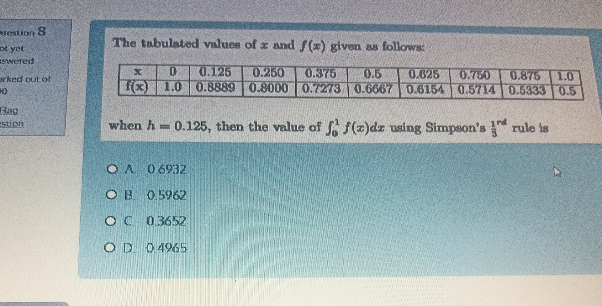 Solved The tabulated values of x ﻿and f(x) ﻿given as | Chegg.com