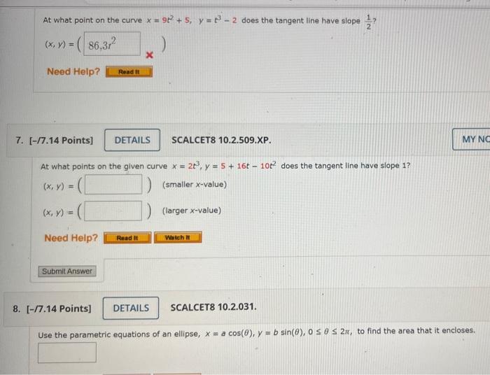 Solved At what point on the curve x=9t2+5,y=t3−2 does the | Chegg.com