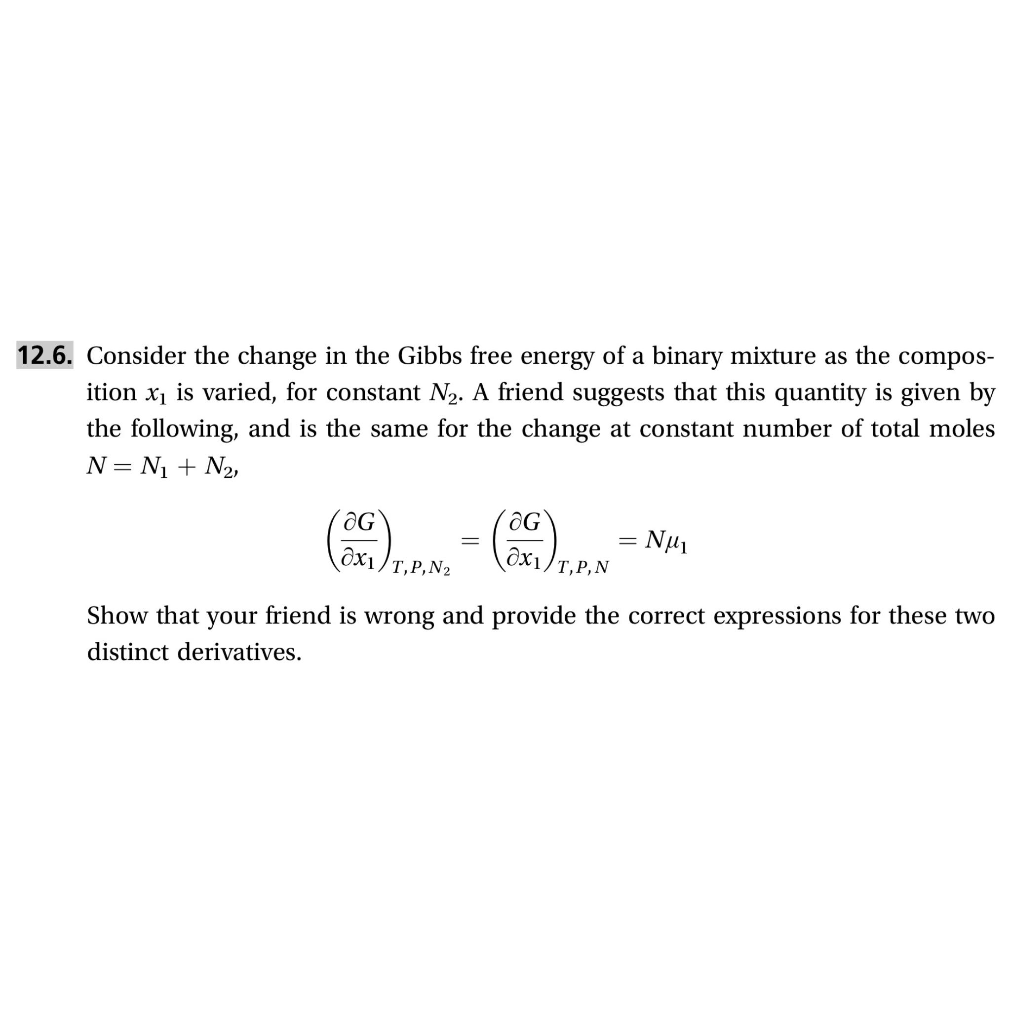 Solved 12.6. ﻿Consider the change in the Gibbs free energy | Chegg.com