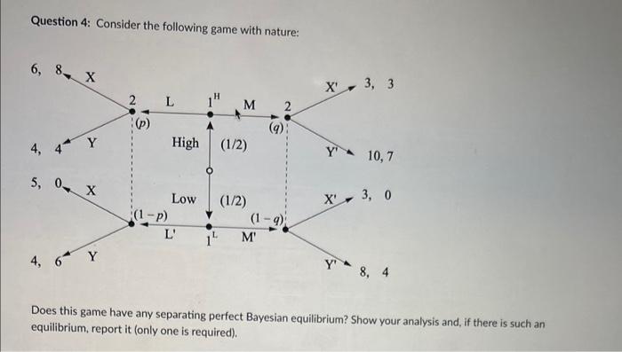 Solved Question 4: Consider the following game with nature: | Chegg.com