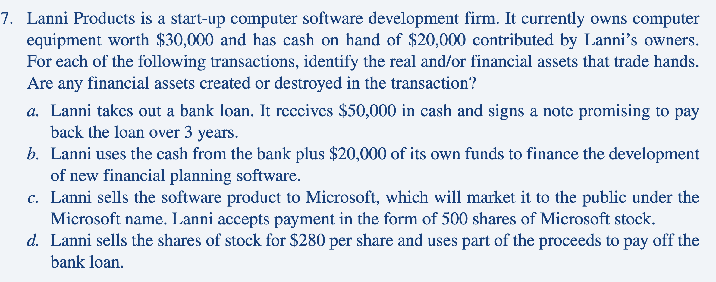 Solved 7. ﻿Lanni Products is a start-up computer software | Chegg.com