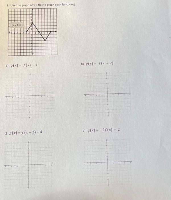 Solved 1. Use the graph of y=f(x) to graph each function g. | Chegg.com