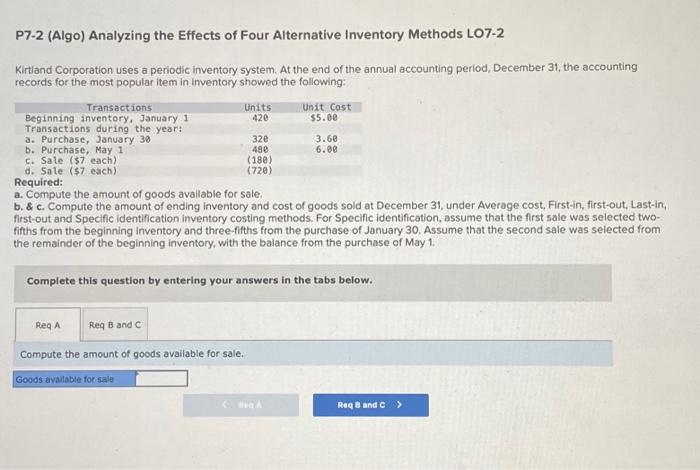 Solved P7-2 (Algo) Analyzing the Effects of Four Alternative | Chegg.com