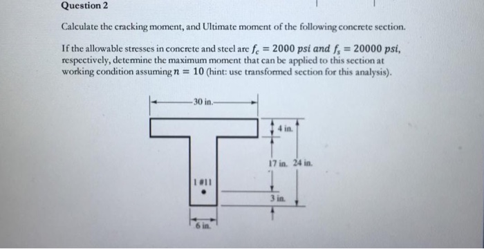 Solved Question 2 Calculate the cracking moment, and | Chegg.com