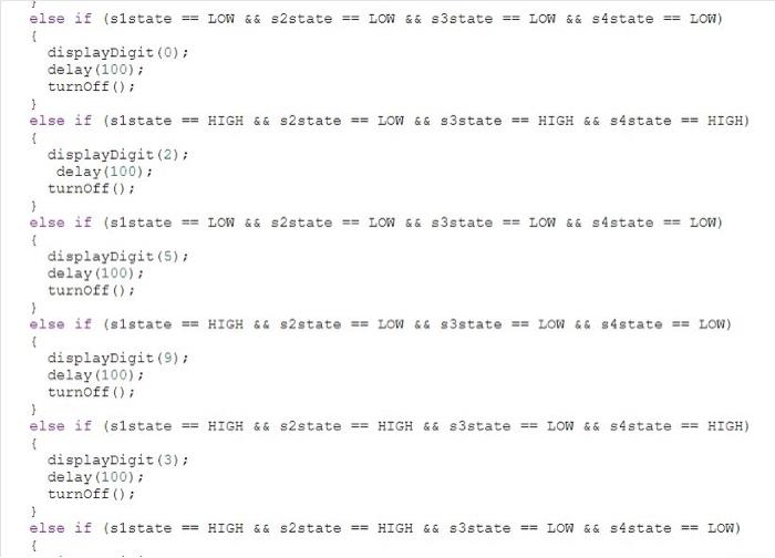 Solved 1 ( displayDigit (6); delay(100); turnoff () ; ) 1 | Chegg.com