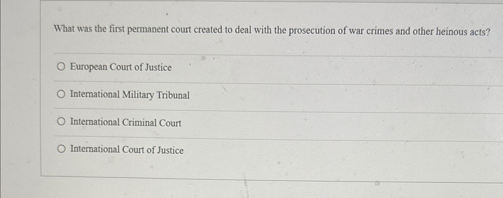 Solved What was the first permanent court created to deal | Chegg.com