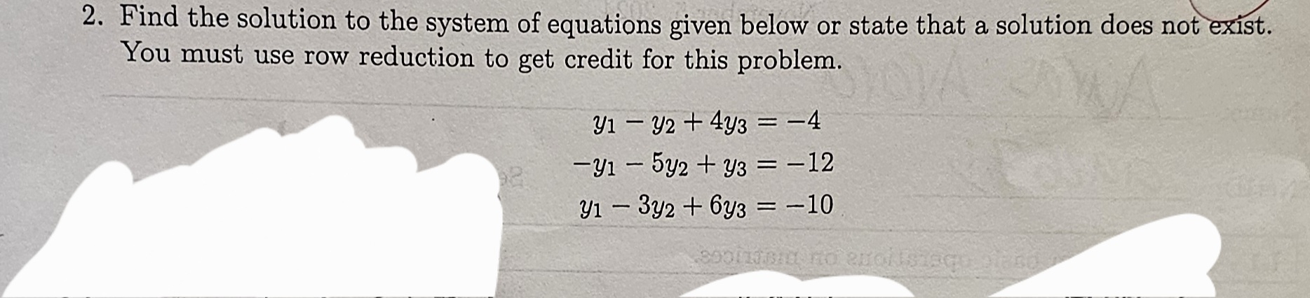 Solved Find the solution to the system of equations given | Chegg.com