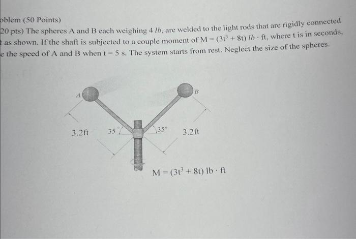 Solved blem (50 Points) 20 pts) The spheres A and B each | Chegg.com