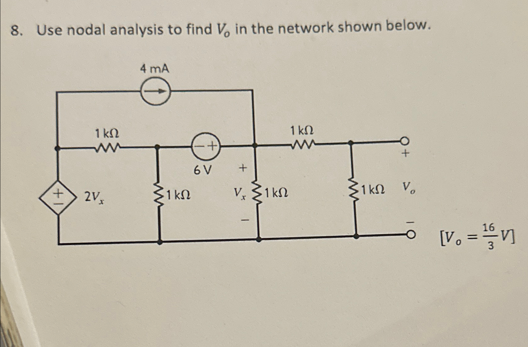 Solved Use nodal analysis to find V0 ﻿in the network shown | Chegg.com