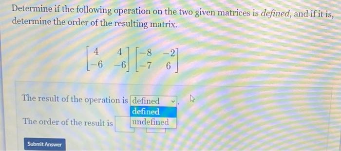 Solved Determine if the following operation on the two given | Chegg.com