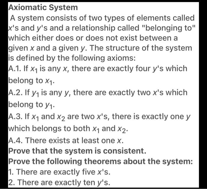 Solved Axiomatic System A system consists of two types of | Chegg.com