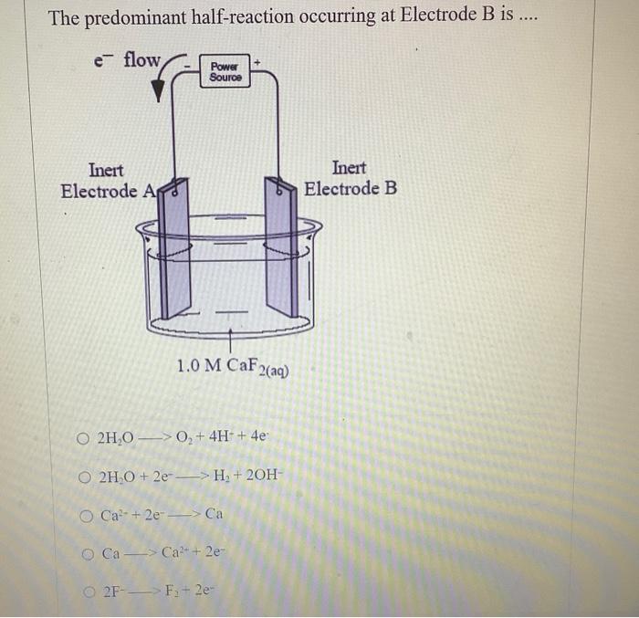 Solved The predominant half-reaction occurring at Electrode | Chegg.com