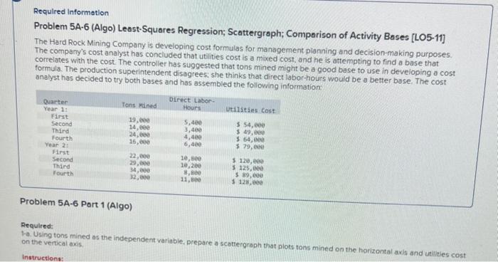 Requlred Information Problem 5A-6 (Algo) | Chegg.com