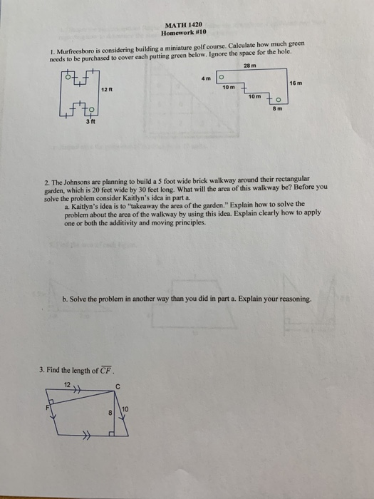 Solved MATH 1420 Homework 10 1. Murfreesboro is considering | Chegg.com