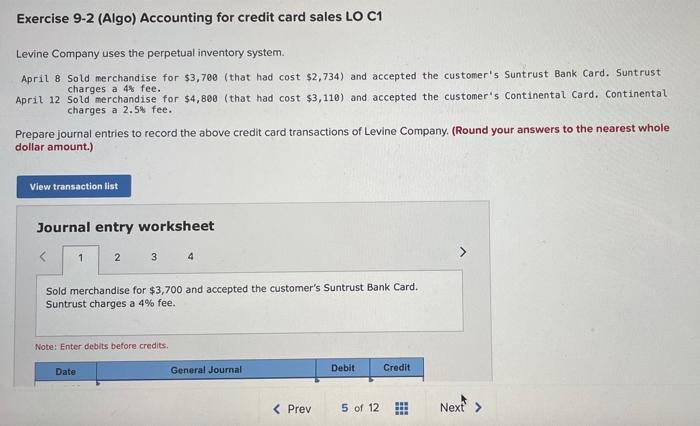 Solved Exercise 9-2 (Algo) Accounting for credit card sales | Chegg.com