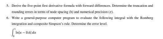 Solved 5. Derive the five-point first derivative formula | Chegg.com