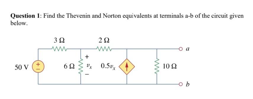Solved Question: Find the Thevenin and Norton equivalents at | Chegg.com