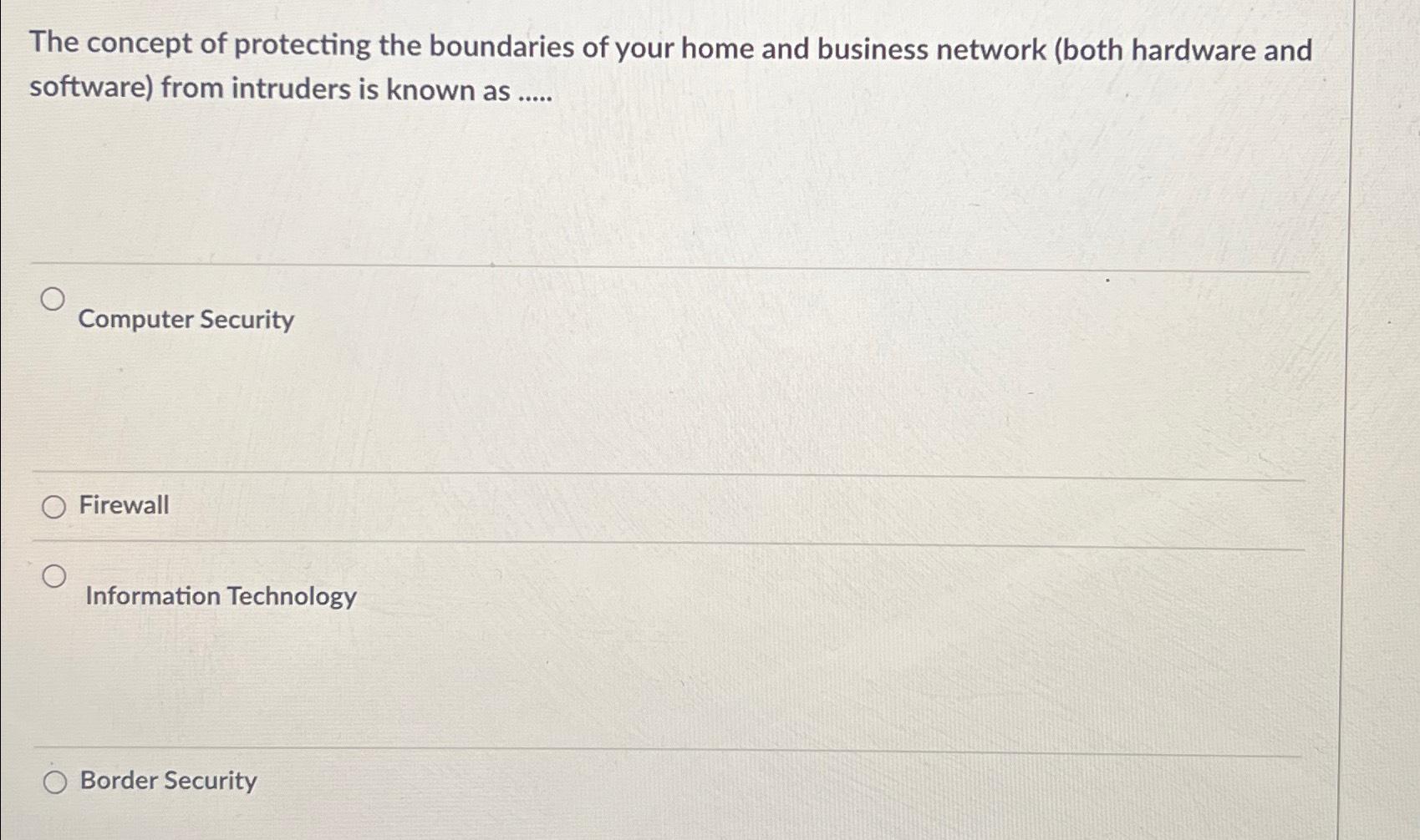 Solved The concept of protecting the boundaries of your home | Chegg.com