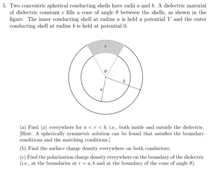 Solved 5. Two concentric spherical conducting shells have | Chegg.com