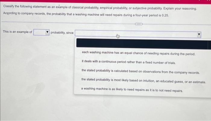 Solved Classify the following statement as an example of | Chegg.com