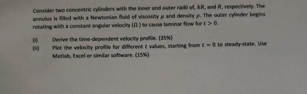Solved Consider two concentric cylinders with the inner and | Chegg.com