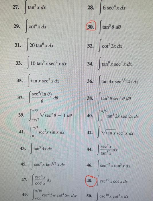 Solved 9 61 Trigonometric Integrals Evaluate The Following Chegg
