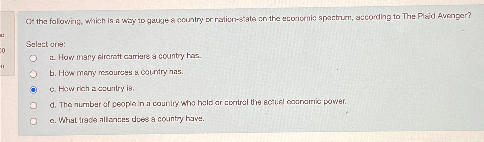 Solved Of the following, which is a way to gauge a country | Chegg.com