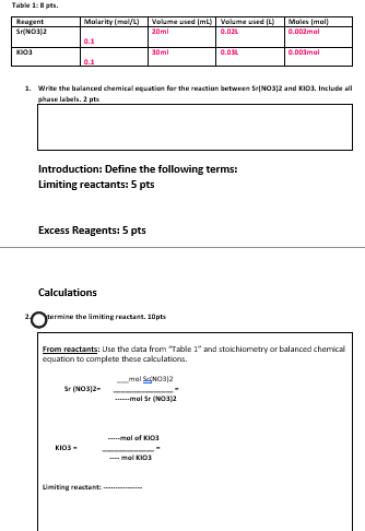 Solved 2 . 1ermine the limiting ﻿reactant. 10ptsFrom | Chegg.com