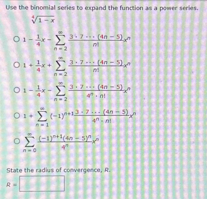 Solved Use the binomial series to expand the function as a | Chegg.com