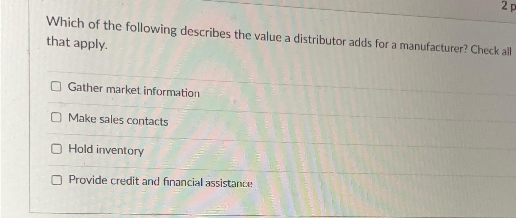 Solved Which of the following describes the value a | Chegg.com