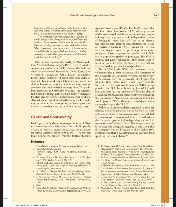 Solved CASE 31 Nike: Sweatshops and Business Ethics Charles | Chegg.com