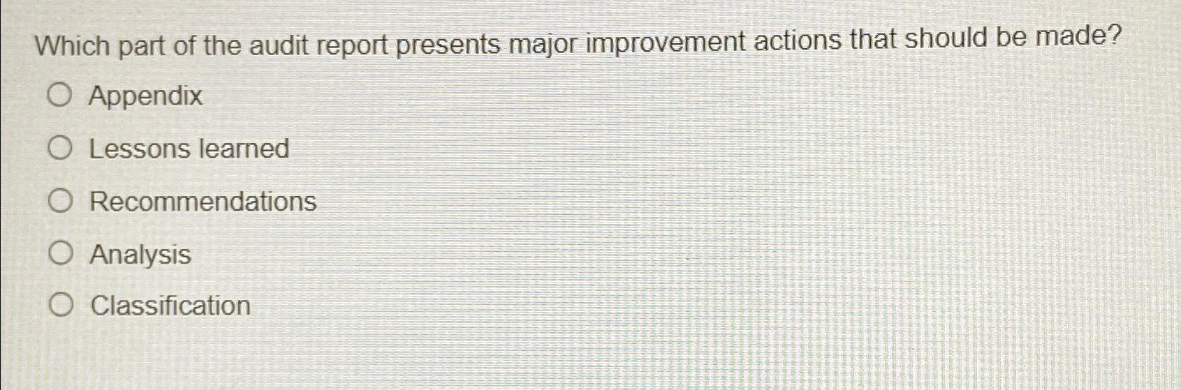 Solved Which part of the audit report presents major | Chegg.com