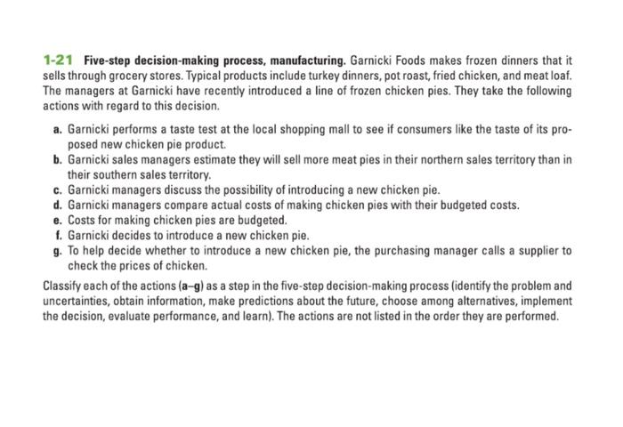 Solved 1-21 Five-step decision-making process, | Chegg.com