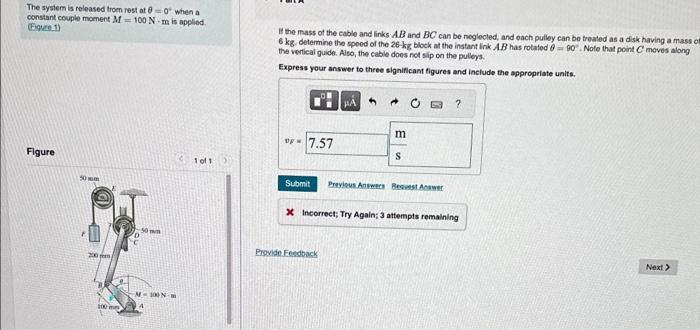Solved The system is released trom rest at θ=0∗ when a | Chegg.com