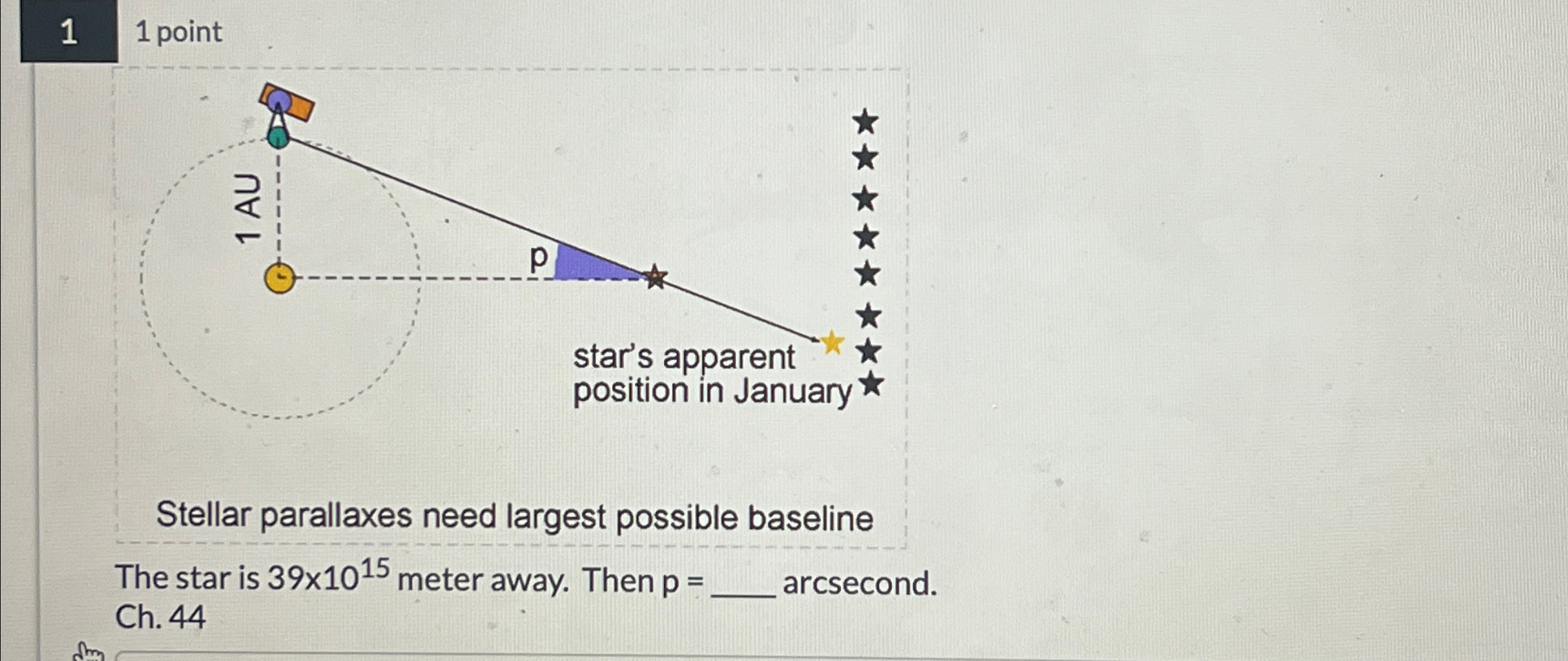 Solved 11 ﻿pointStellar parallaxes need largest possible | Chegg.com
