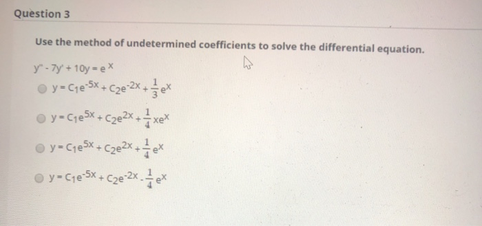 Solved Question 3 Use the method of undetermined | Chegg.com