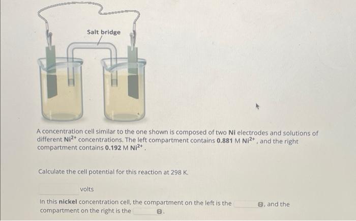 Solved Salt bridge A concentration cell similar to the one | Chegg.com