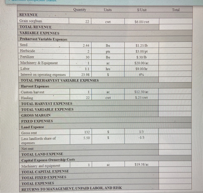 Solved Units S/Unit Total cwt $6,00/cwt lbs pts lbs Quantity | Chegg.com