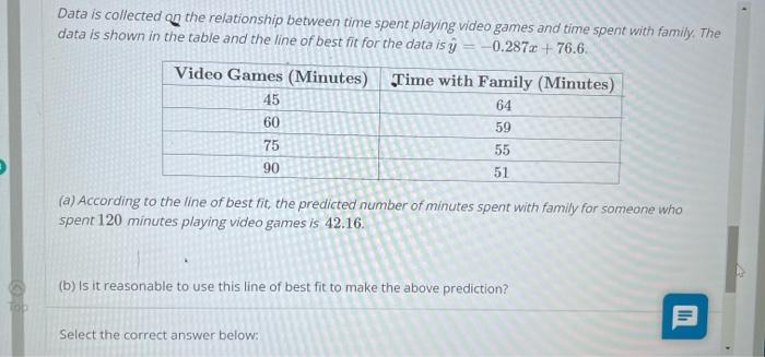 Solved Data is collected Qg the relationship between time | Chegg.com