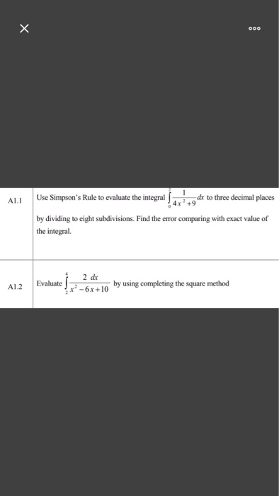 Solved х 000 ALI Use Simpson's Rule to evaluate the integral | Chegg.com