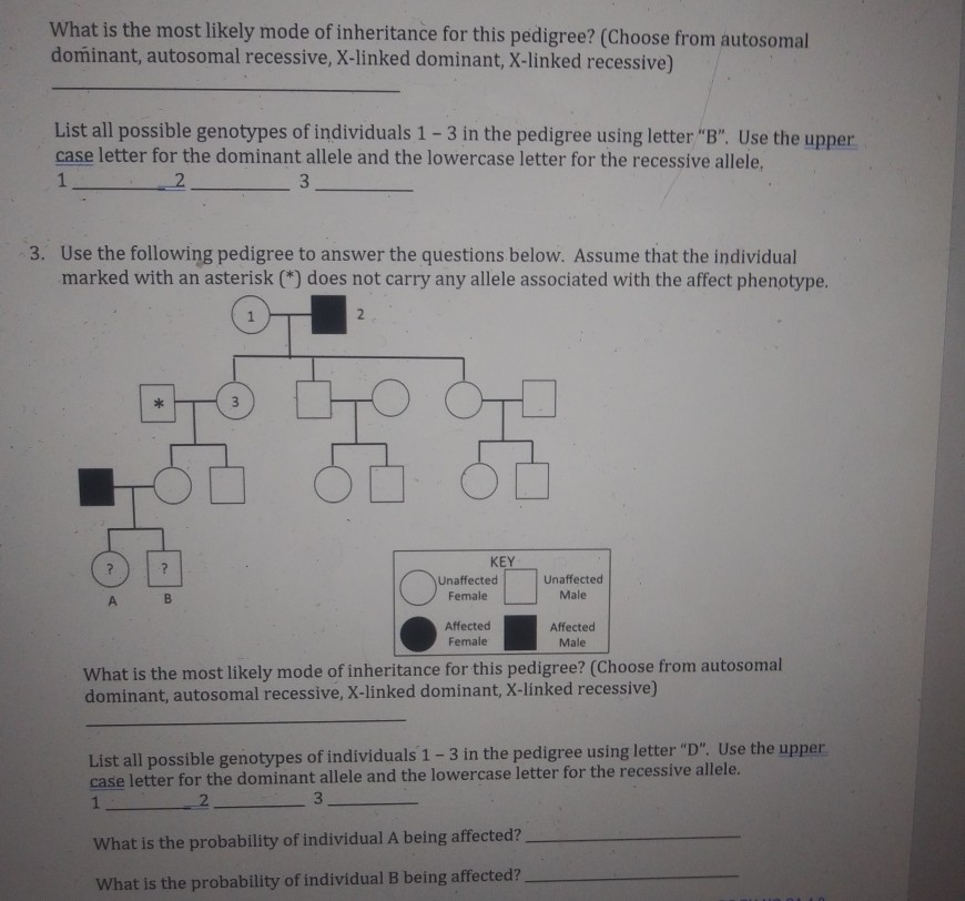 Solved 2. Use the following pedigree to answer the questions | Chegg.com