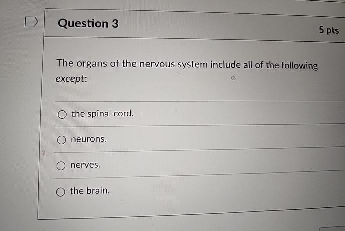 Solved Question 35 ﻿ptsThe organs of the nervous system | Chegg.com