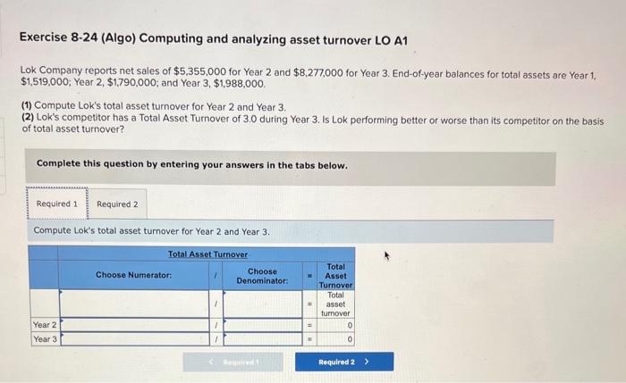 Solved Exercise 8-24 (Algo) Computing and analyzing asset | Chegg.com