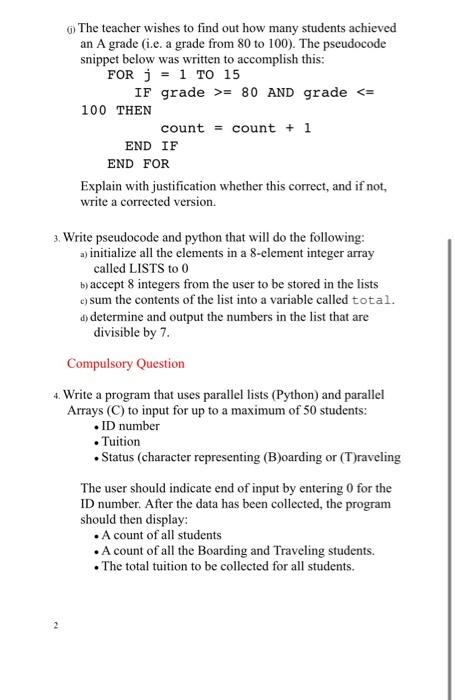 Solved Value of element within array A 1. Answer the | Chegg.com