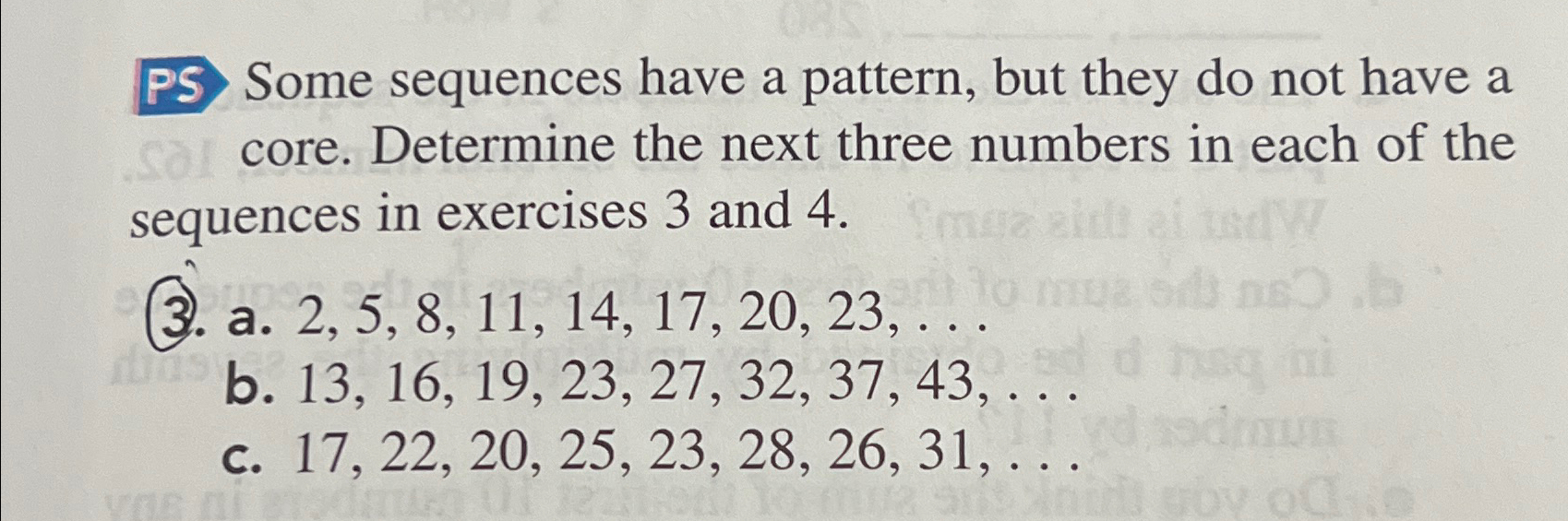 Solved PS Some sequences have a pattern, but they do not | Chegg.com