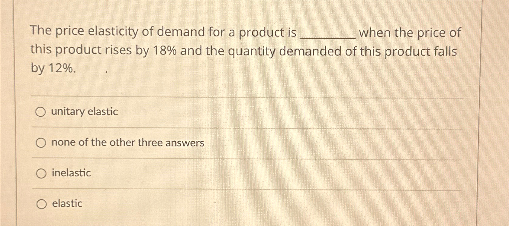 Solved The price elasticity of demand for a product is when | Chegg.com