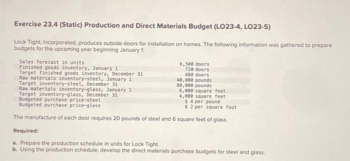 Solved Exercise 23.4 (Static) Production and Direct | Chegg.com