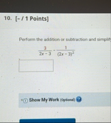 Solved [- / 1 ﻿Points]Perform the addition or subtraction | Chegg.com